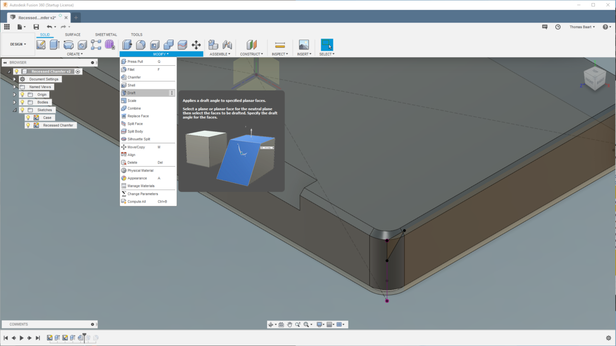 Fusion 360 Patterns: Recessed Chamfer – Thomas Baart