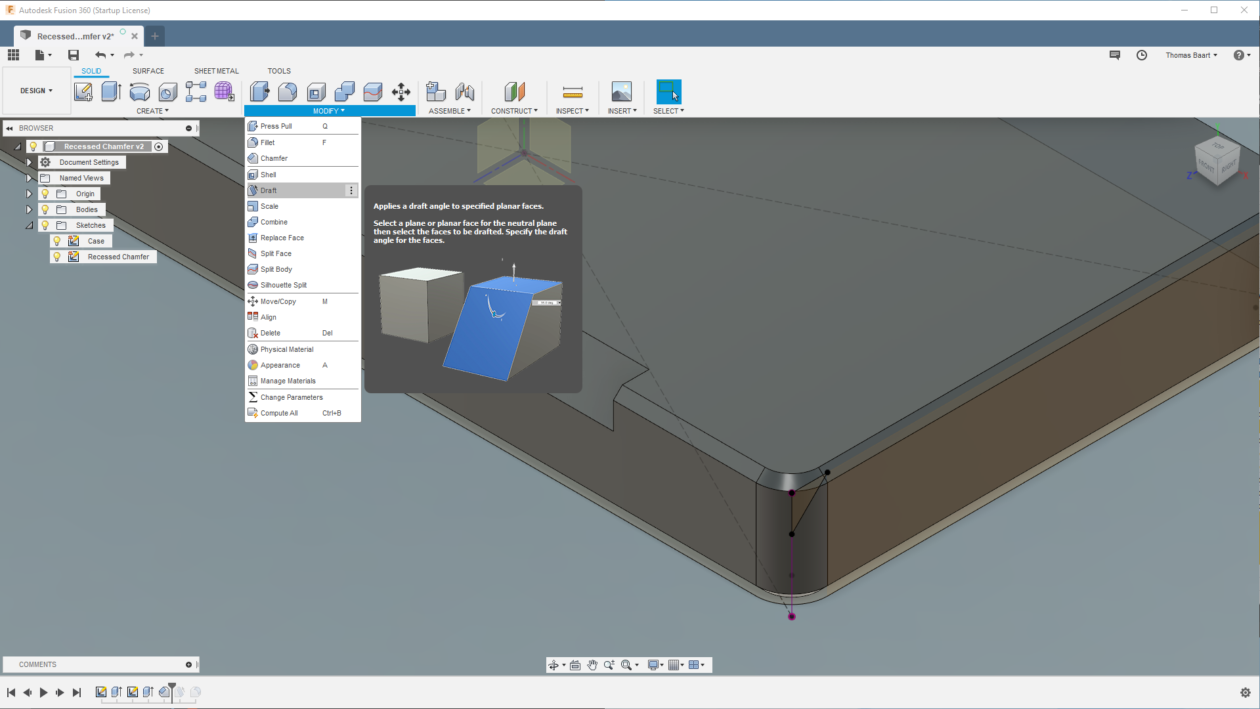 Fusion 360 Patterns: Recessed Chamfer – Thomas Baart