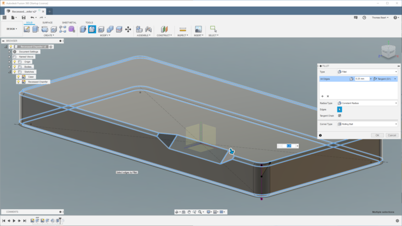 Fusion 360 Patterns: Recessed Chamfer – Thomas Baart